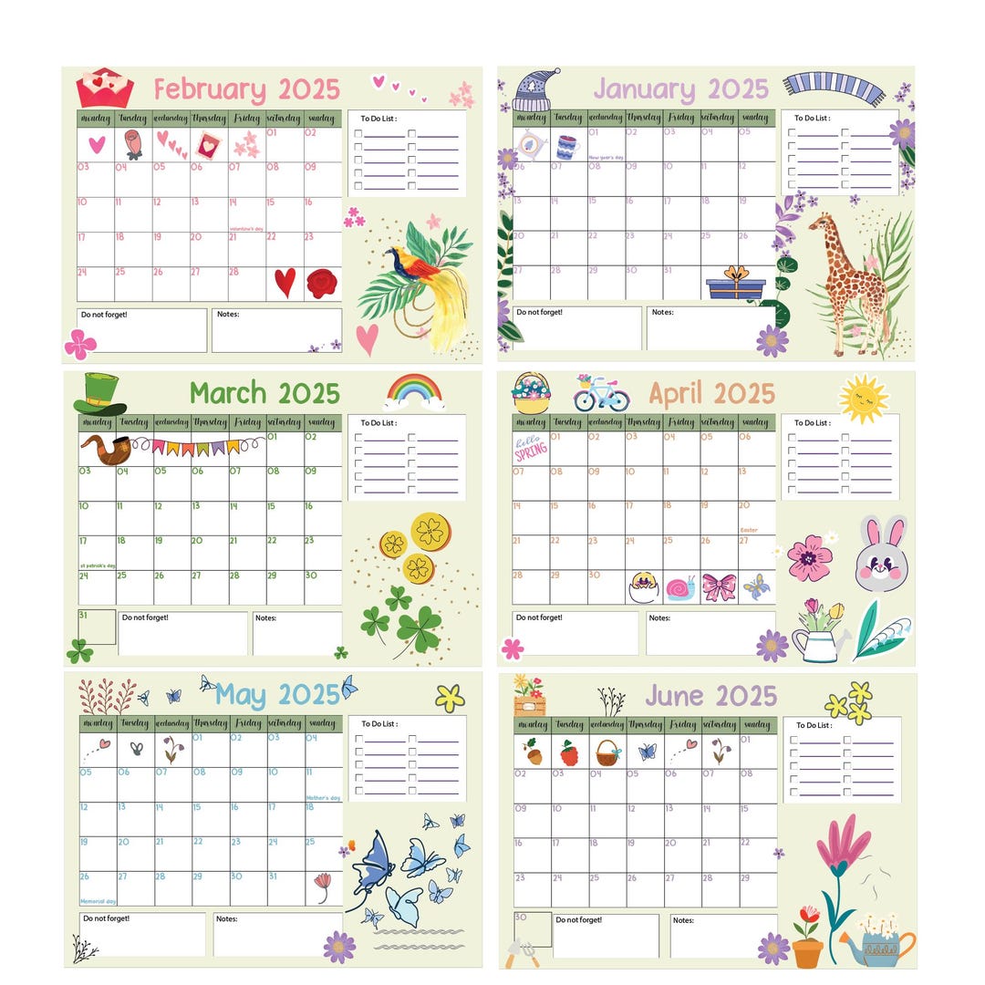 2025 Kids Calendar Printable, Monthly Planner (digital Download) - Etsy