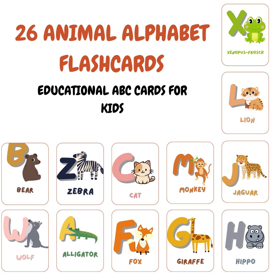 Printable Animal Alphabet Flashcards for Preschool & Toddlers | ABC ...