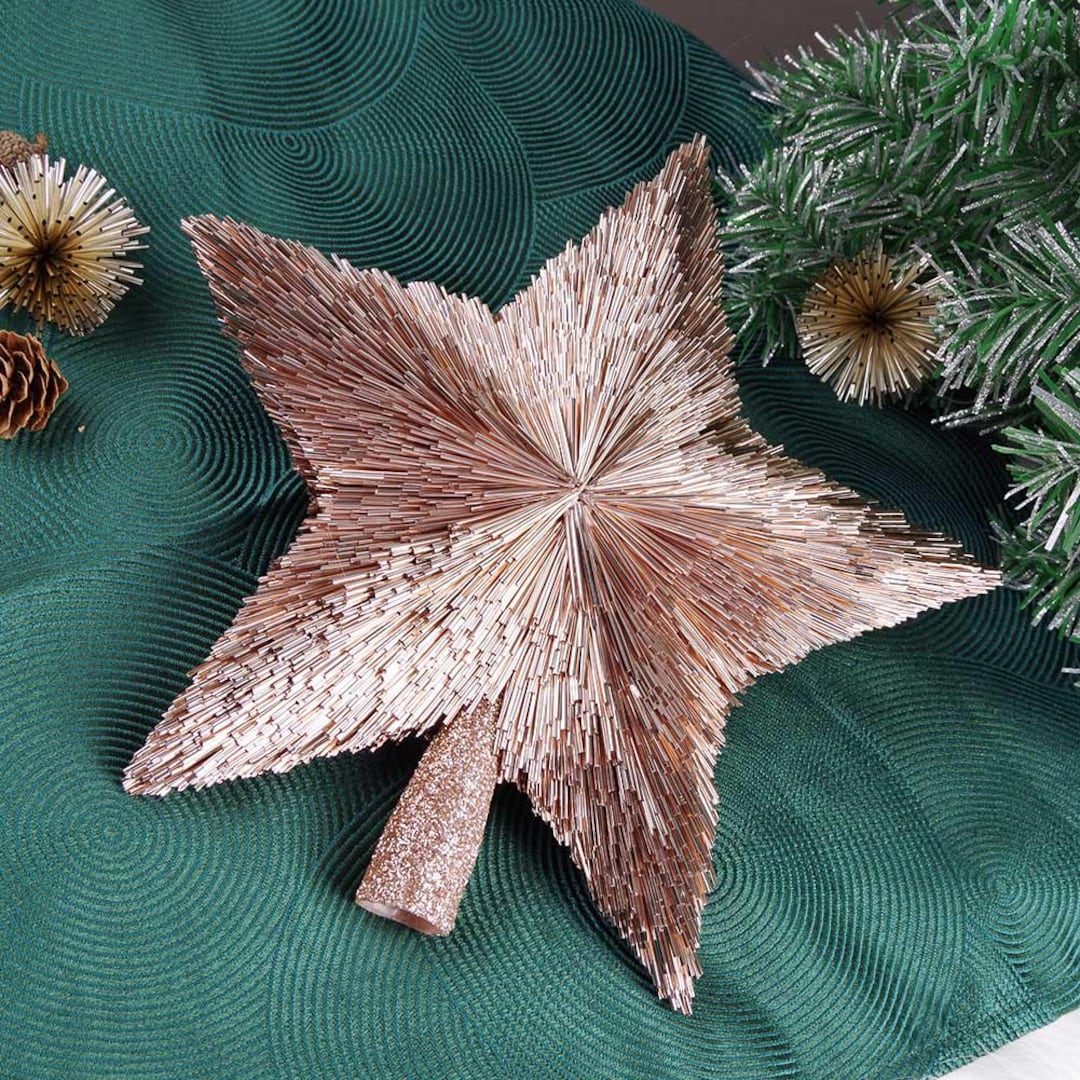 Luxury Handmade Rose Gold Christmas Tree Star Topper – Elegant Xmas Top ...