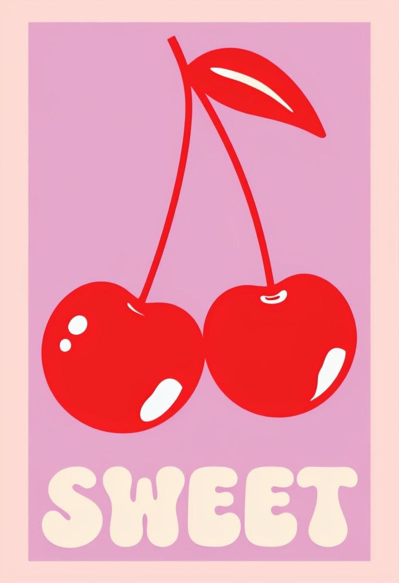 Sweet Cherry Digital Printable Decor Homeware Piece - Etsy