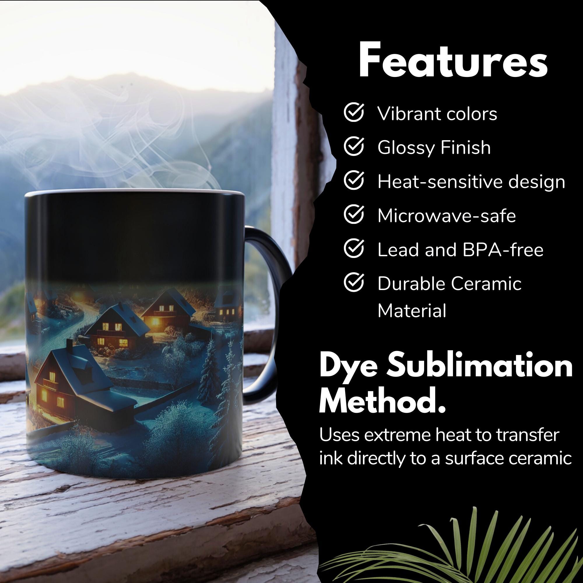 Winter Village Magic Mug - Starry Night Lights - Cottage Mug - Snowy ...