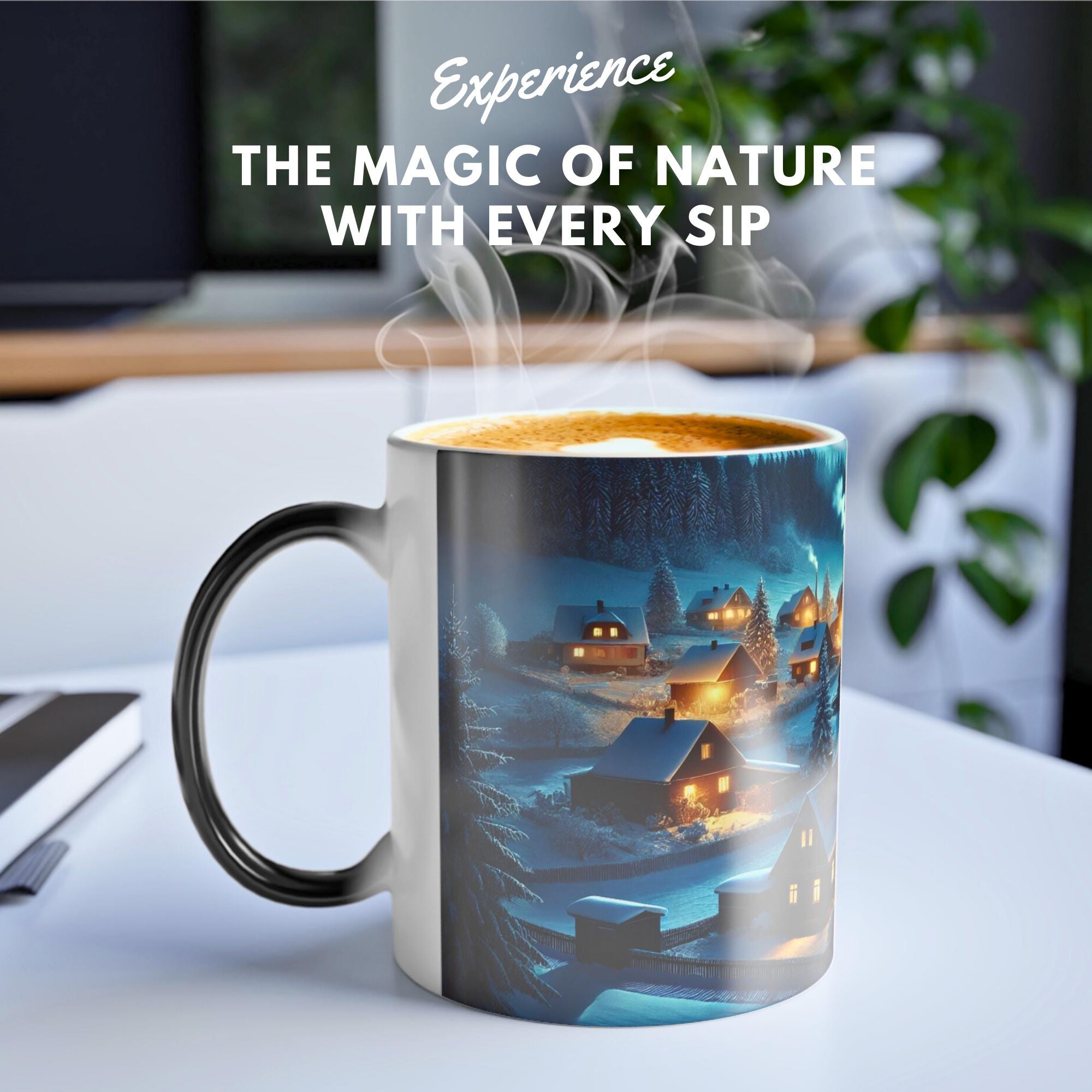 Winter Village Magic Mug - Starry Night Lights - Cottage Mug - Snowy ...