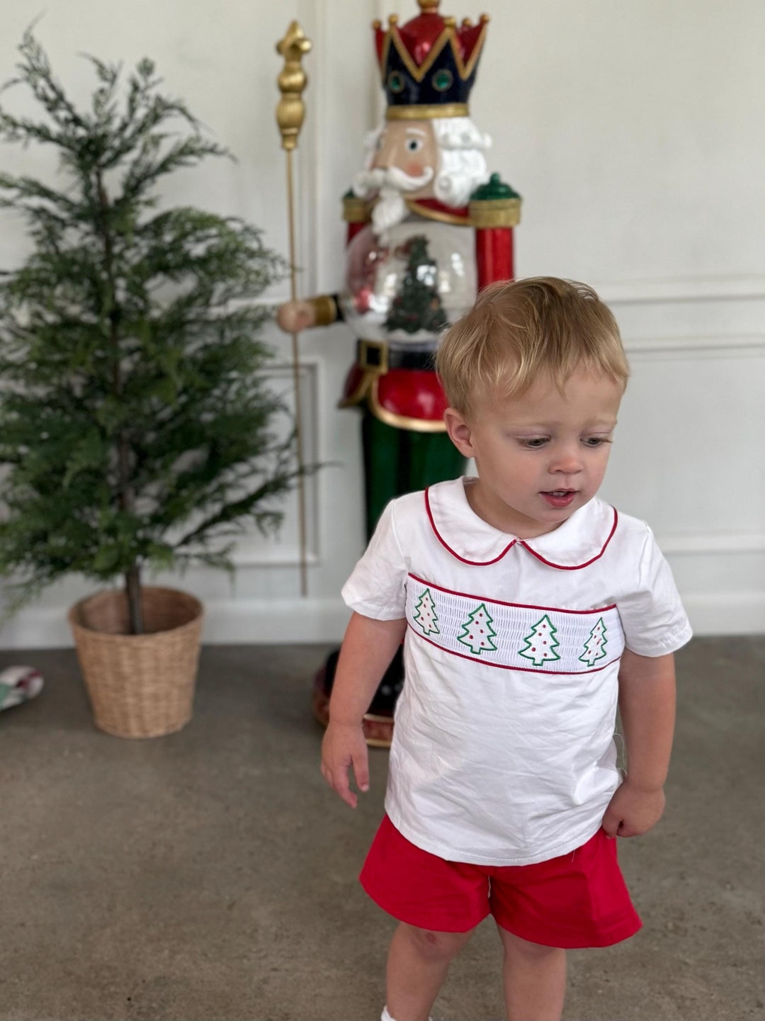 Boys Smocked Christmas Outfit - Etsy