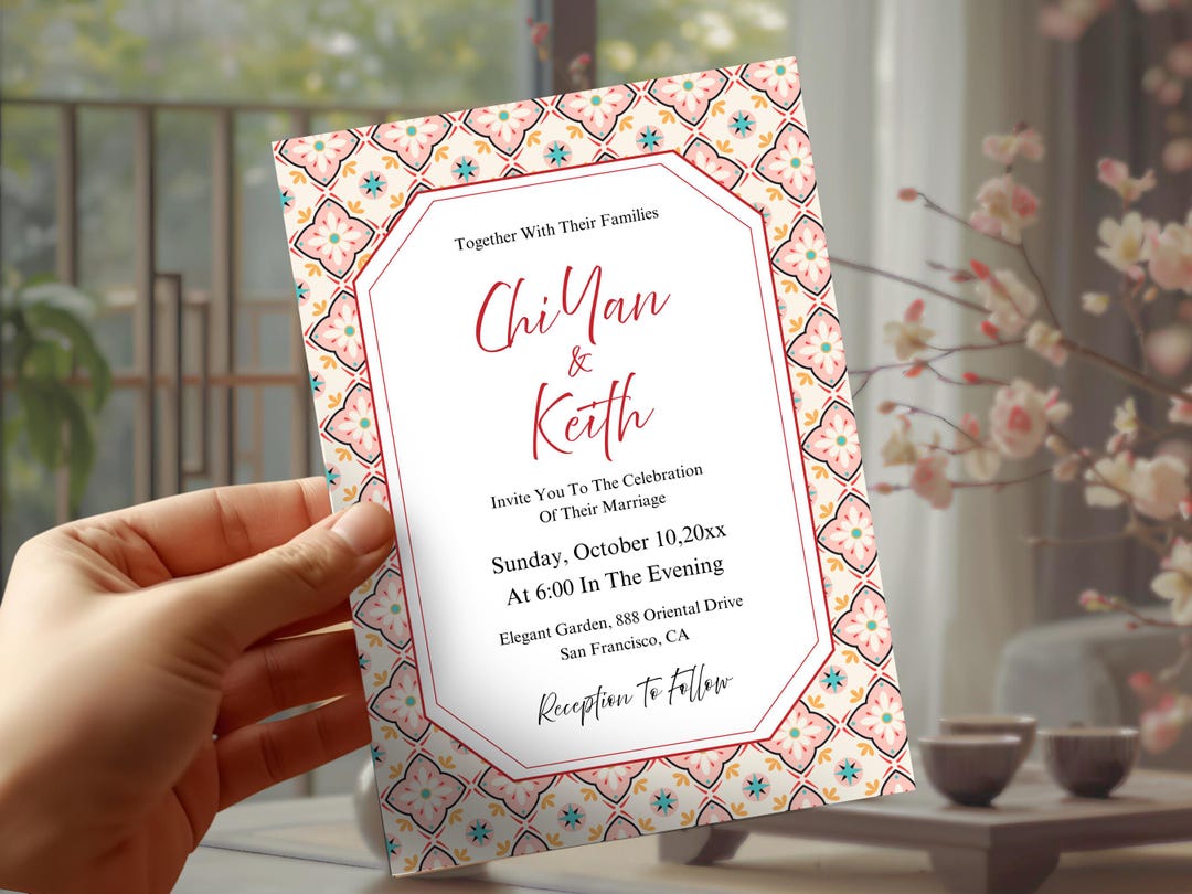 Peranakan Wedding Invitation Templates Digital Download 5x7 Chinese ...