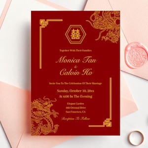 Traditional Chinese Wedding Invitation Template Digital Canva 5x7 ...