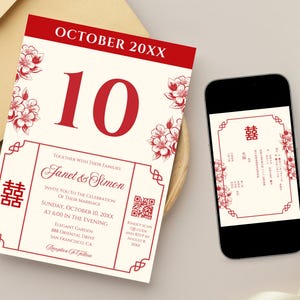 Calendar Chinese Wedding Invitation Template Elegant Wedding Invite ...
