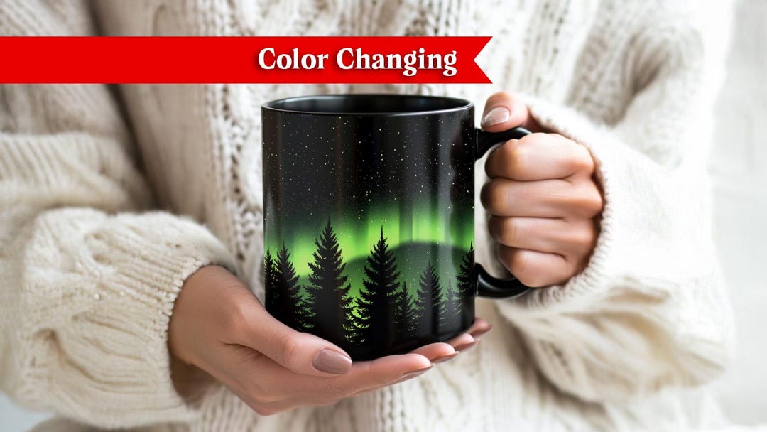Heat Sensitive - Color Changing Northern Lights Mug, Aurora Borealis ...
