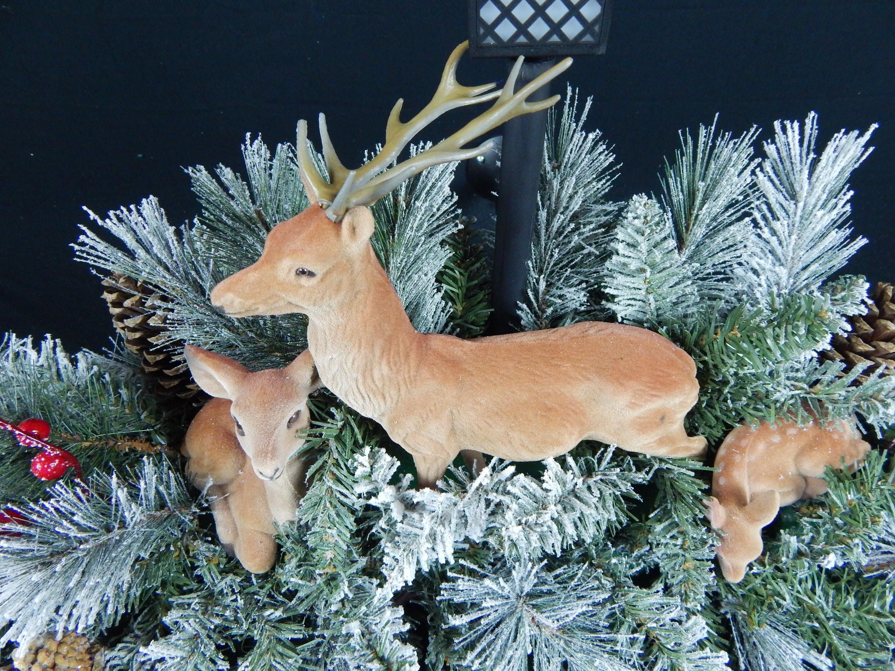 Deer Family Headstone Saddle: Winter Cemetery Flowers With Solar Light ...