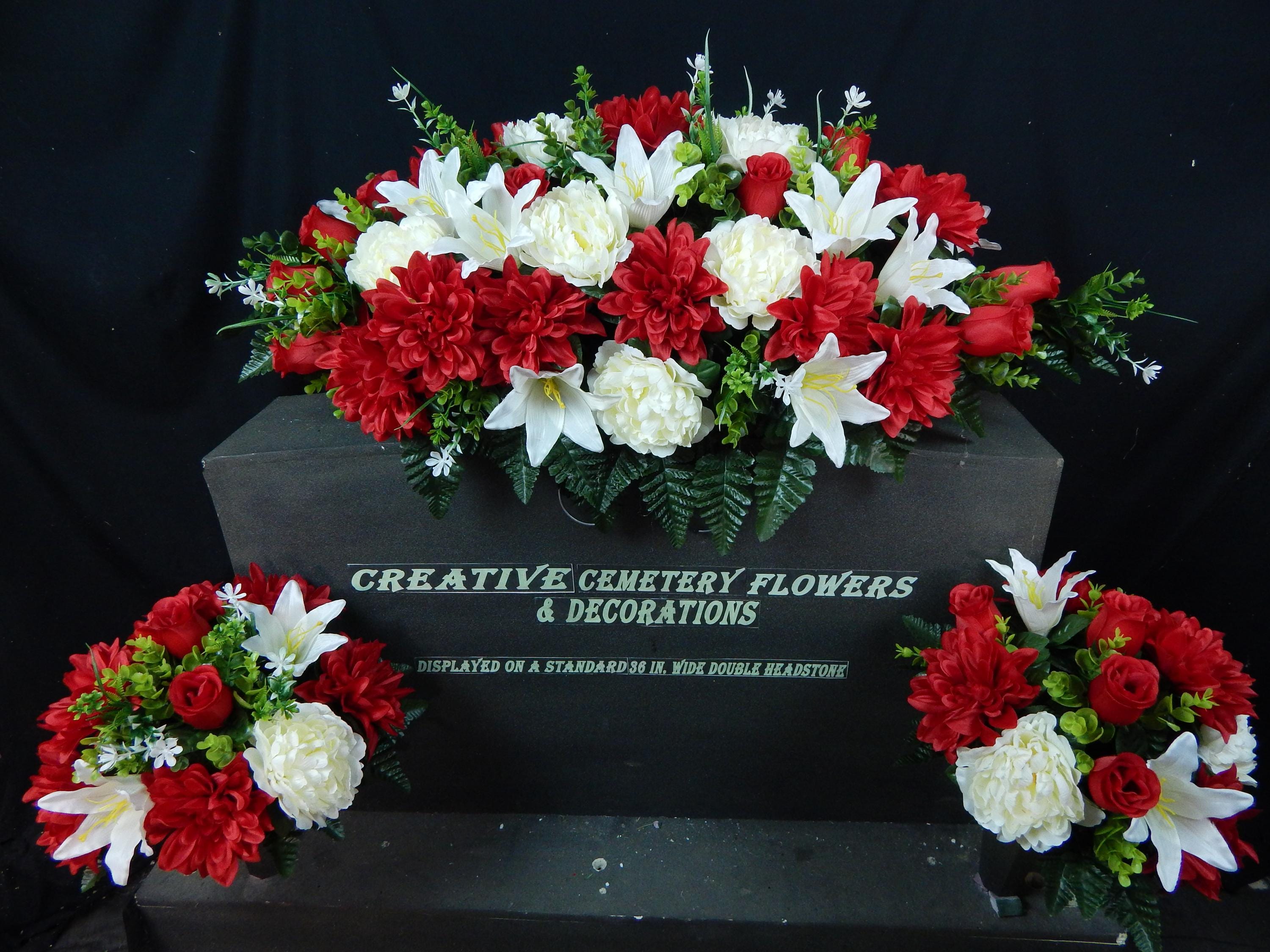 Creative Cemetery Flowers + Regular or Double Headstone Saddle ...