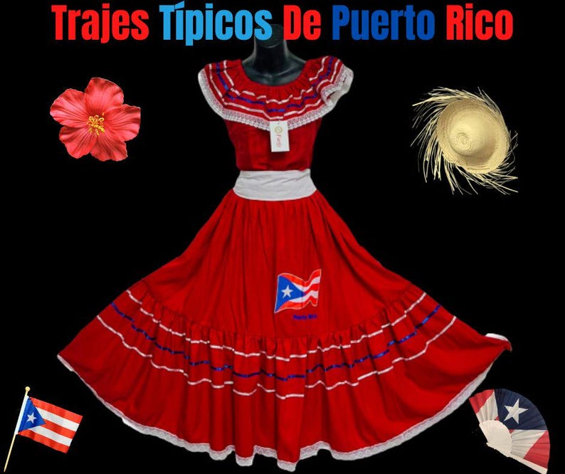 Puerto Rican Flag Dress: 3PC Jíbara Outfit - Etsy
