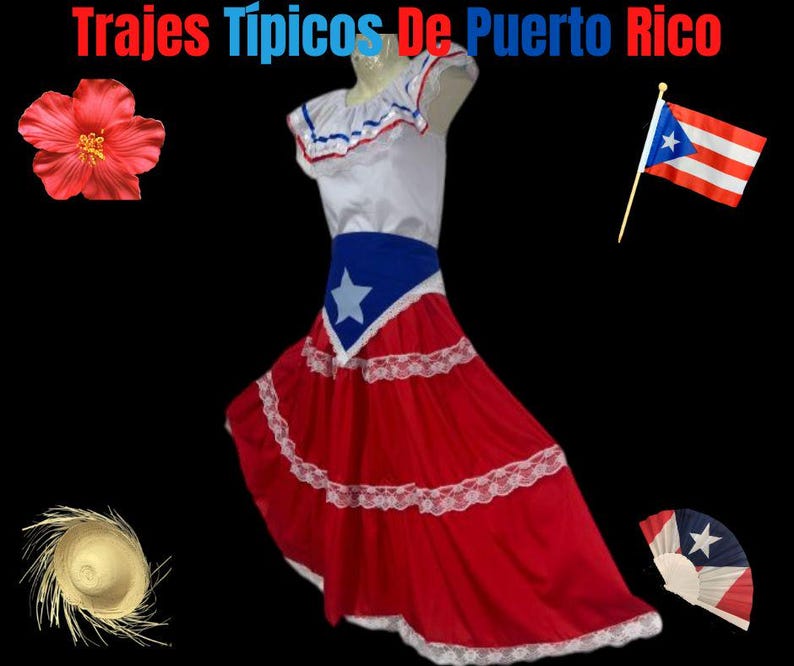 Puerto Rican Dress Costume: Child & Women Bomba Y Plena Outfit (3PC) - Etsy