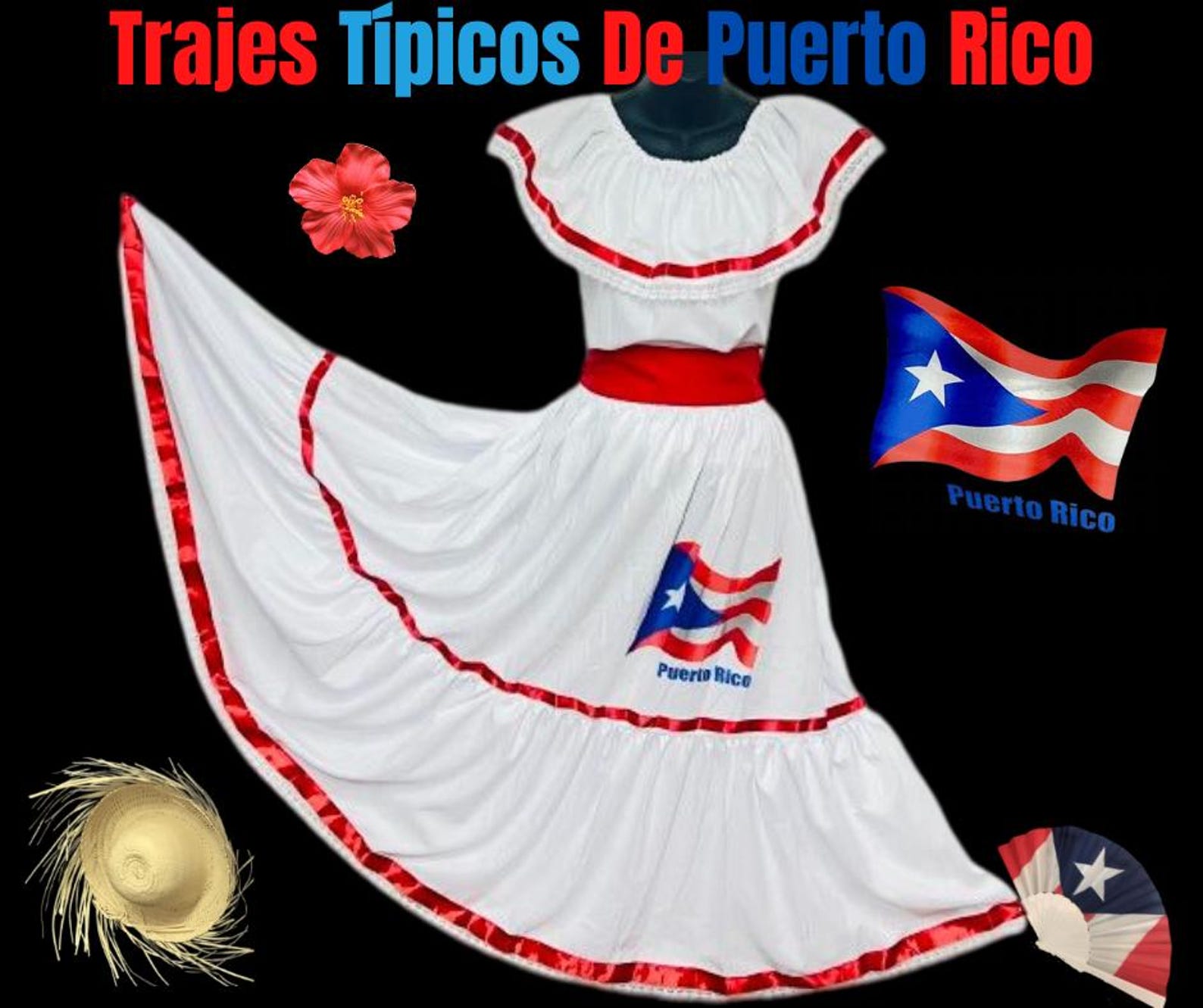 Puerto Rican Flag Dress: 3PC Jíbara Outfit - Etsy