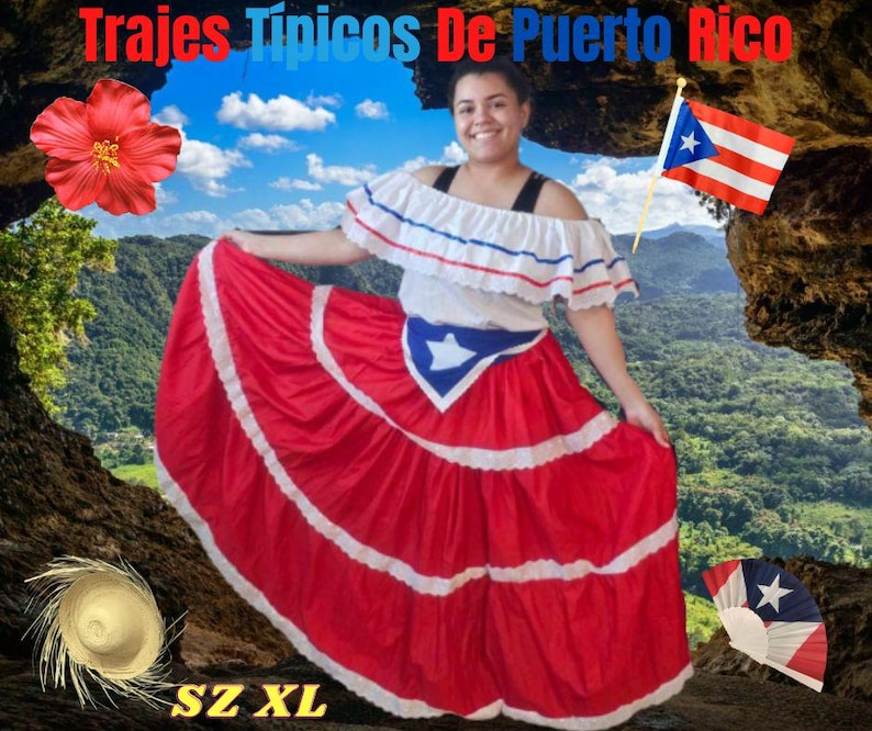 Puerto Rican Dress Costume: Child & Women Bomba Y Plena Outfit (3PC) - Etsy