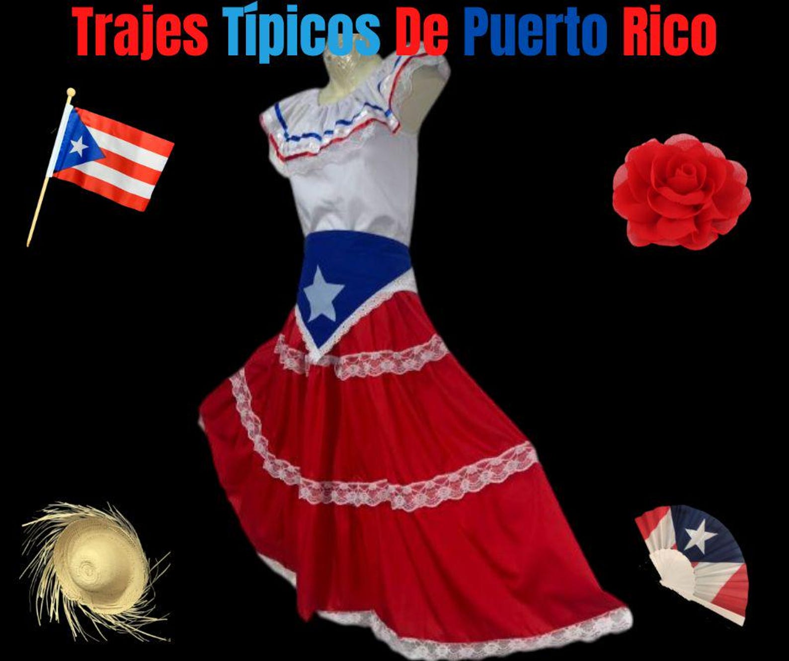Puerto Rican Dress Costume: Child & Women Bomba Y Plena Outfit (3PC) - Etsy
