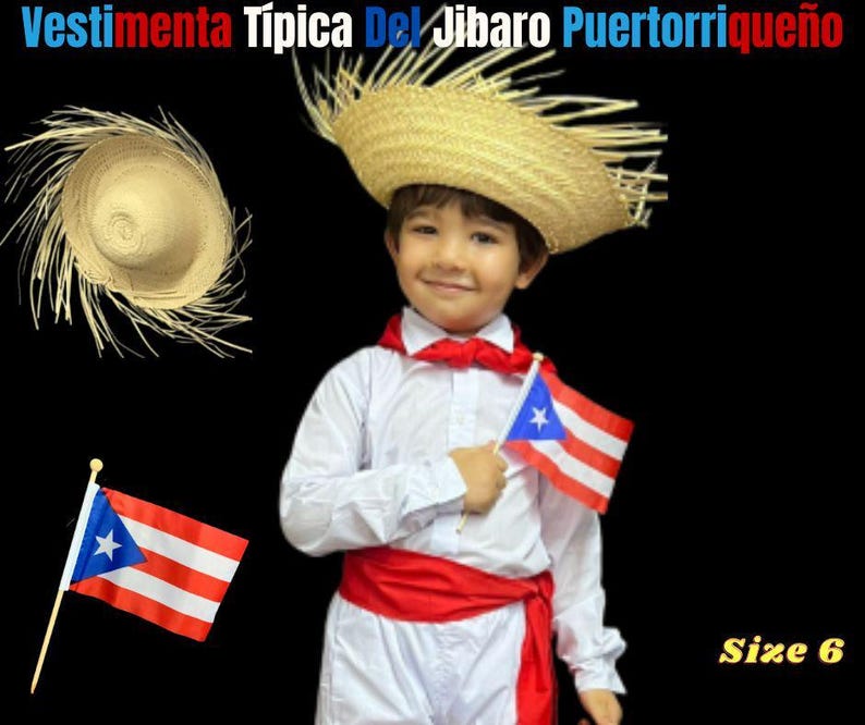 Men's & Boy's Jibarito Outfit: 6-piece Puerto Rican Plena Costume With ...