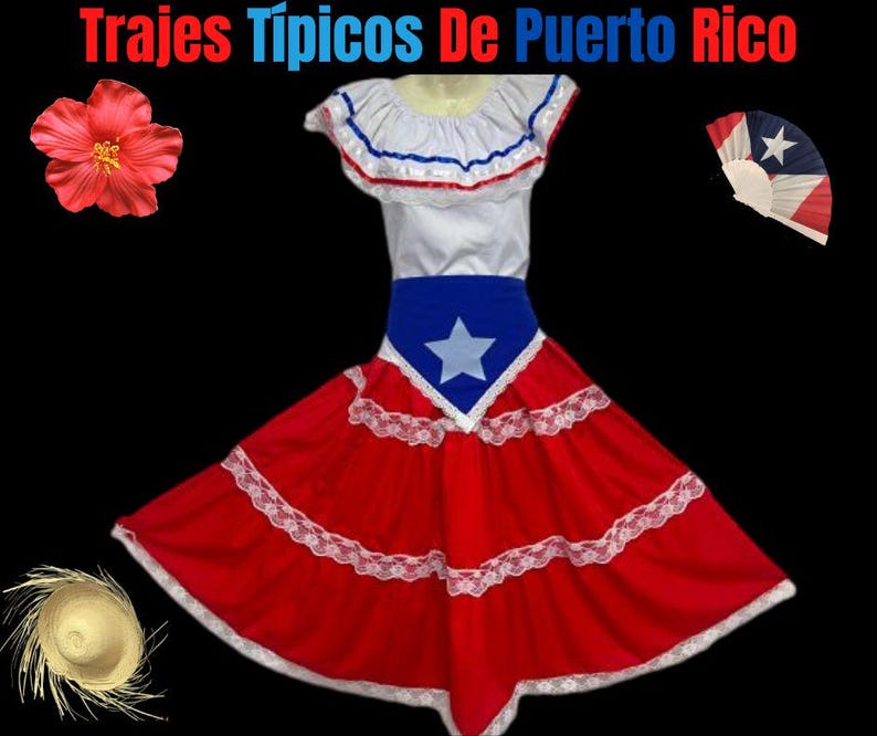 Puerto Rican Dress Costume: Child & Women Bomba Y Plena Outfit (3PC) - Etsy