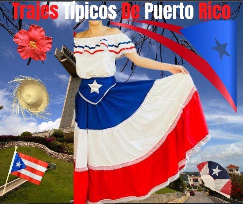 Puerto Rican Jibara Dress: 3PC Flag Color Skirt Set - Etsy