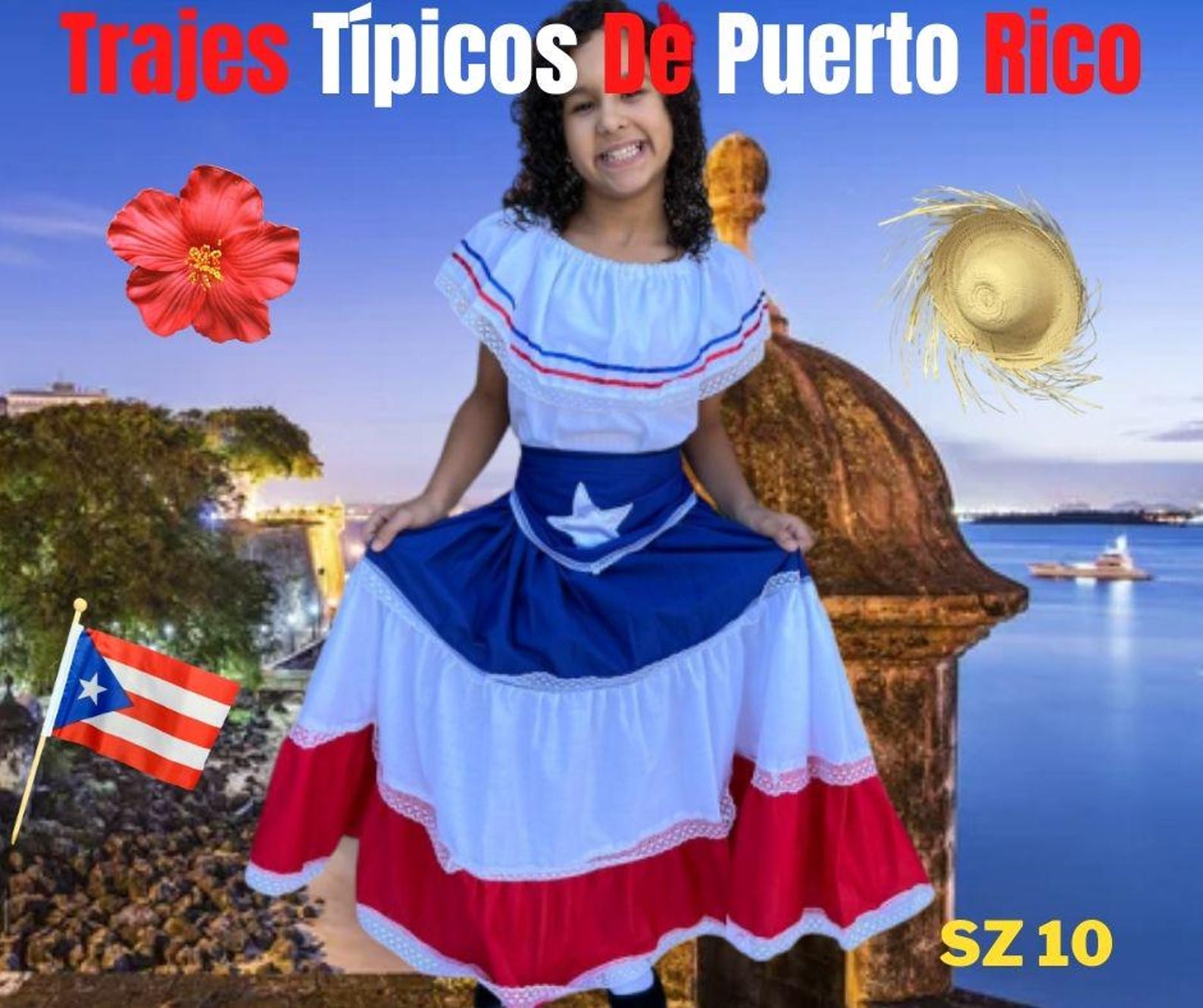 Puerto Rican Jibara Dress: 3PC Flag Color Skirt Set - Etsy