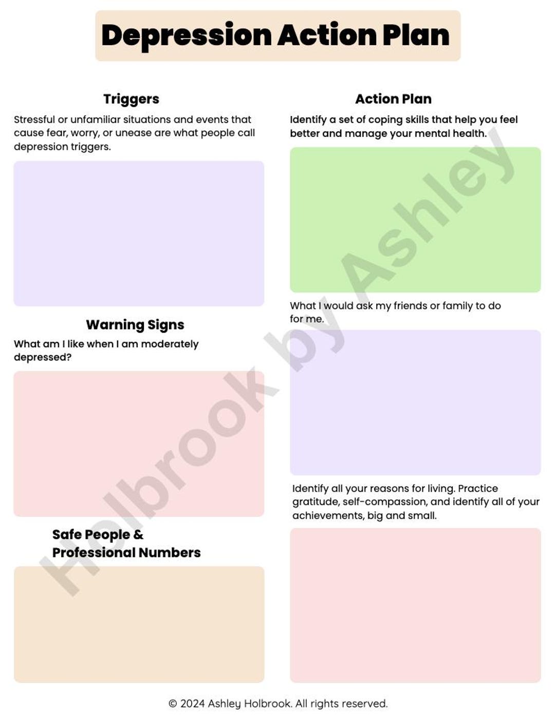 Depression Action Plan - Etsy