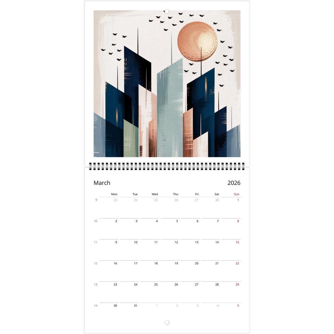 Japandi Art Wall Calendar 2026, Original Abstract Art Year Planner - Etsy