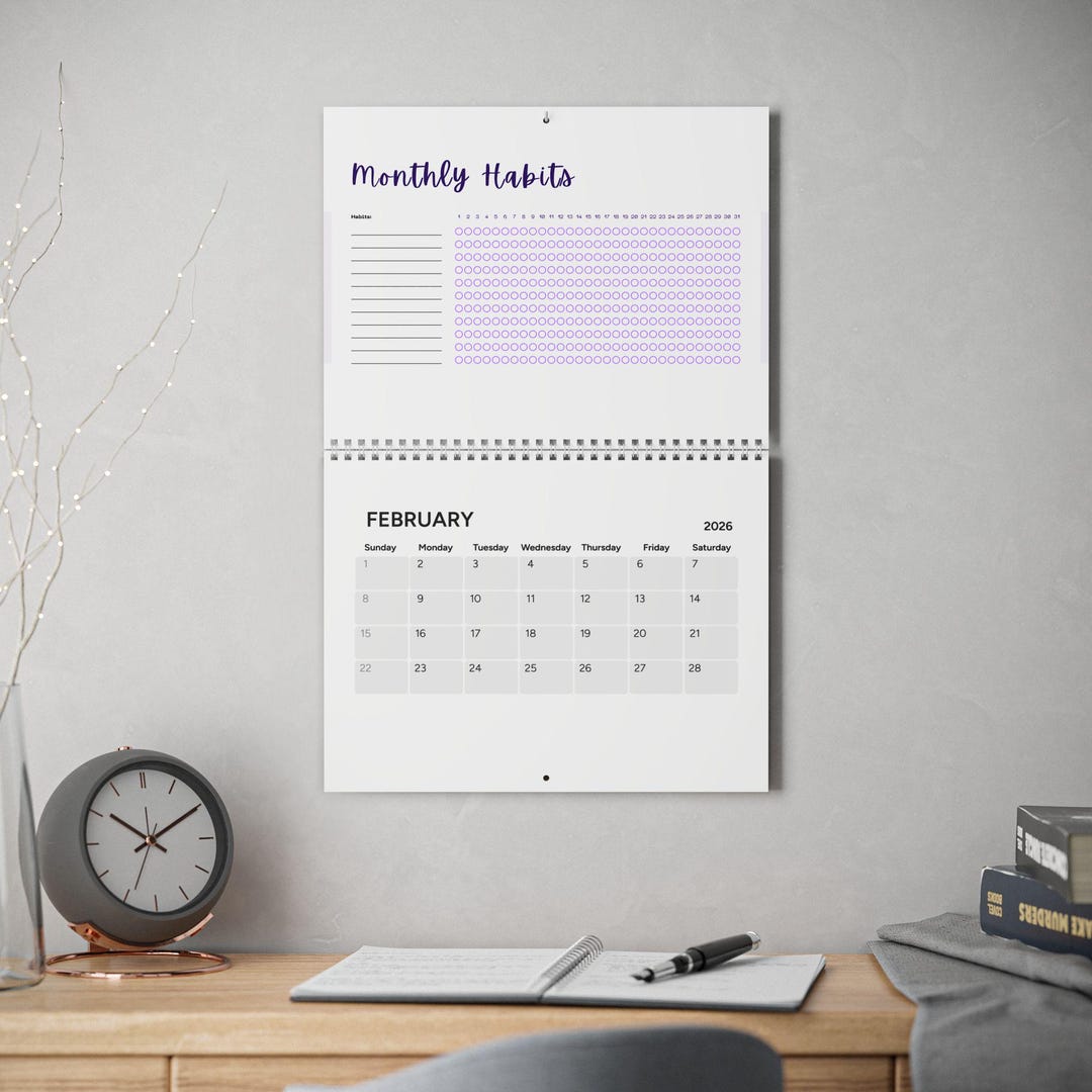 Monthly Habit Tracker Calendar 2026, Hanging Wall Planner - Etsy