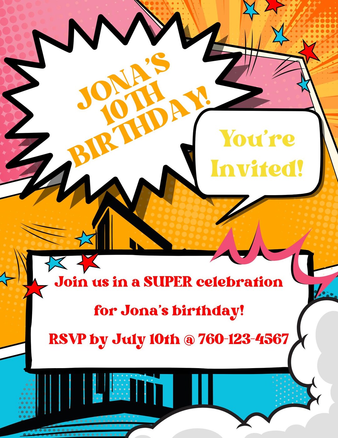 Comic Book Themed Birthday Invitation - Etsy