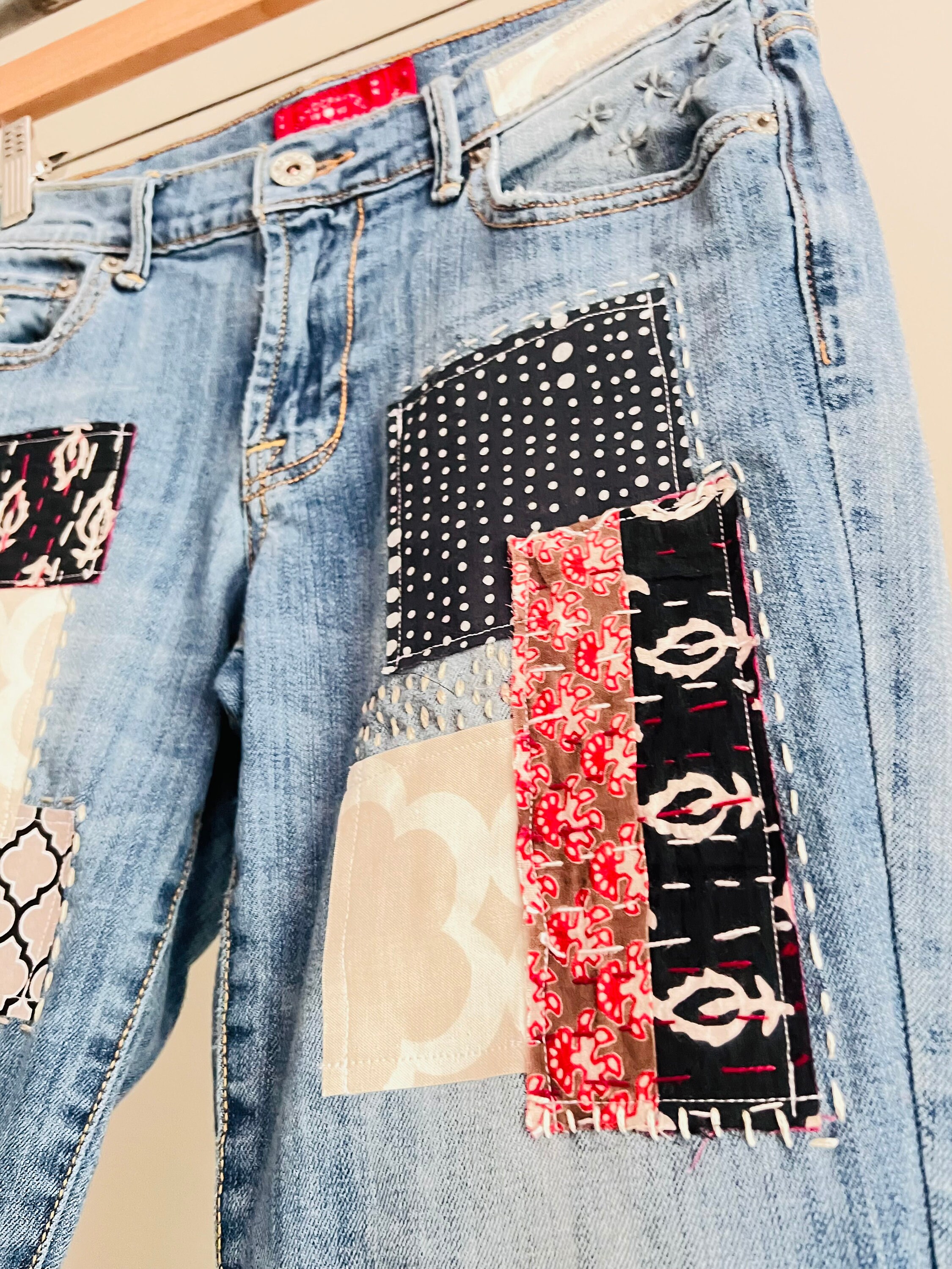 CUSTOM Reworked Upcycled Patched Denim Jeans 2/4/6/8/10/12/14 - Etsy