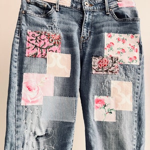 CUSTOM Reworked Upcycled Patched Denim Jeans 2/4/6/8/10/12/14 - Etsy