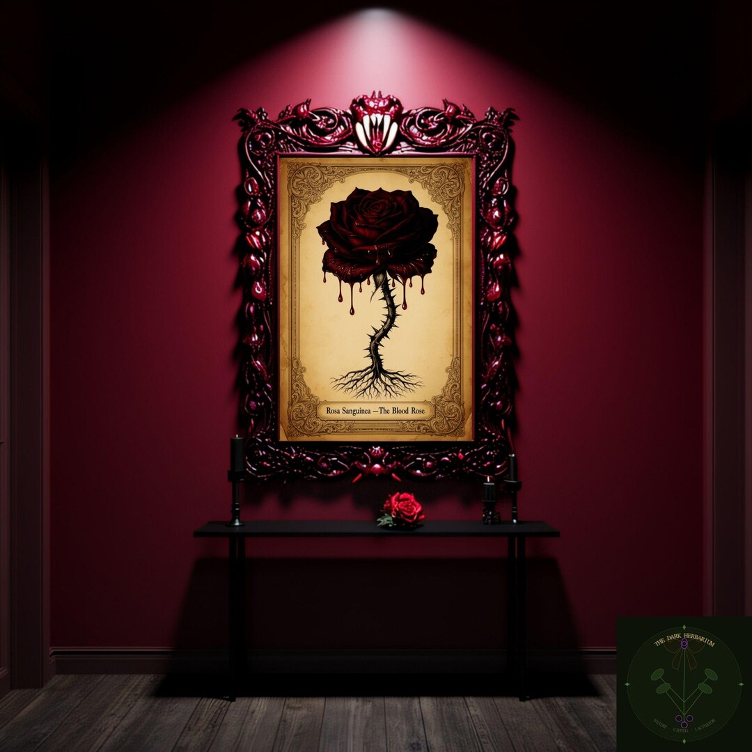Gothic Vampire Herbarium Wall Art Set of 5 — Dark Botanical Flower ...