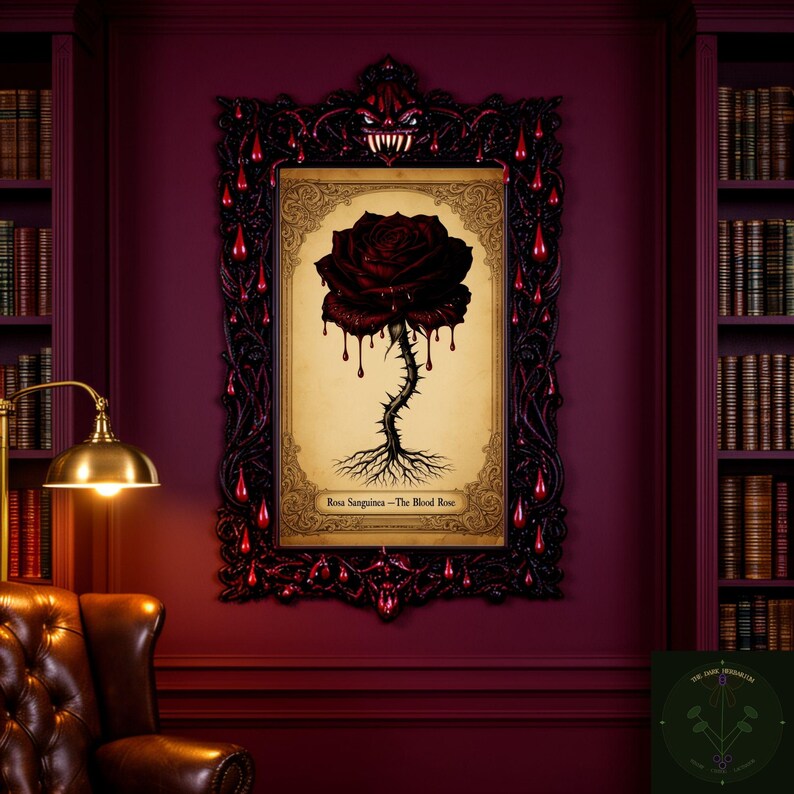 Gothic Vampire Herbarium Wall Art Set of 5 — Dark Botanical Flower ...