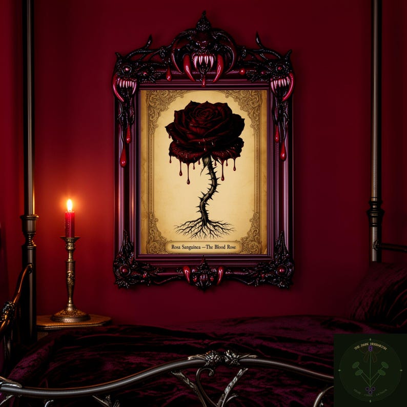 Gothic Vampire Herbarium Wall Art Set of 5 — Dark Botanical Flower ...