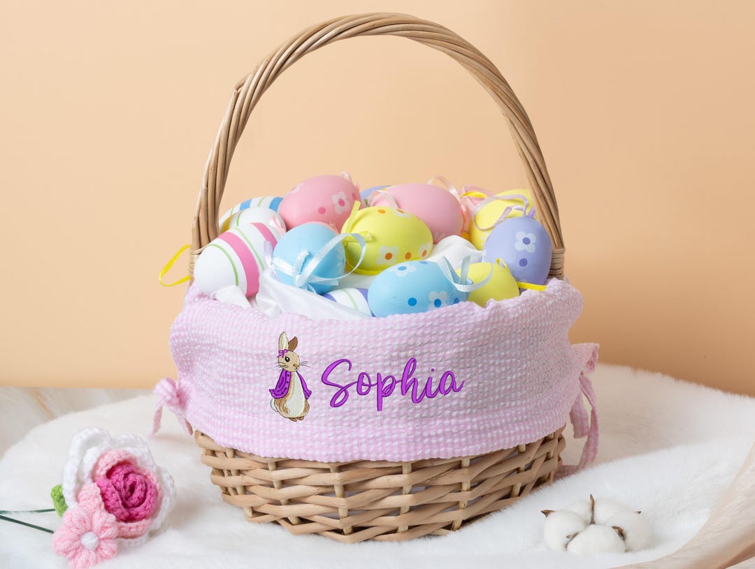 Personalized Wicker Easter Basket Liner, Customized Easter Basket Liner With Name or Monogram ...