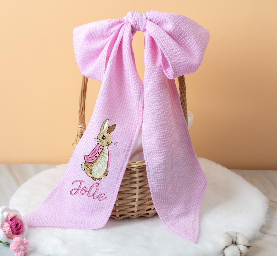 Personalized Easter Basket Bow, Peter Easter Basket Sash, Monogram Easter Basket Bow, Easter ...