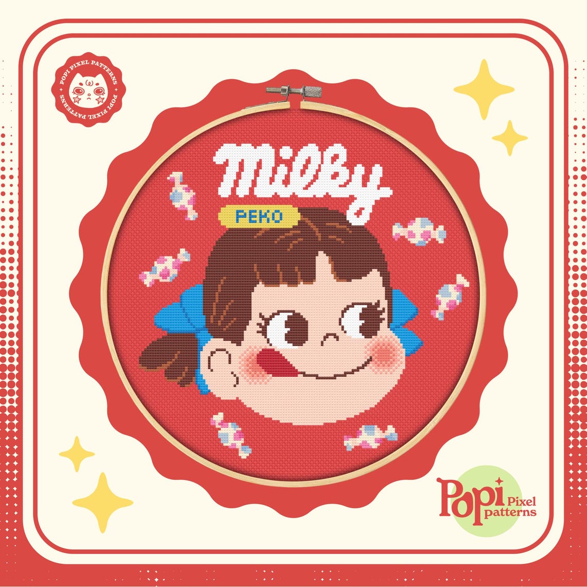 Milky Peko Chan Portrait Cross Stitch Pattern | Digital PDF Download - Etsy