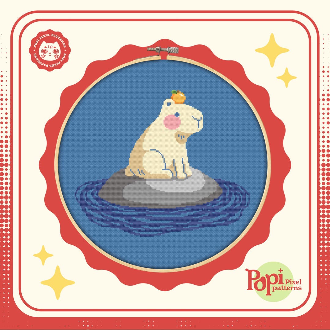 Ofuro Capybara Cross Stitch Pattern | Digital PDF Download - Etsy