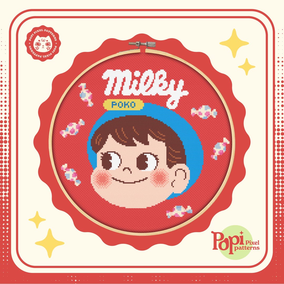 Milky Poko Chan Portrait Cross Stitch Pattern | Digital PDF Download - Etsy