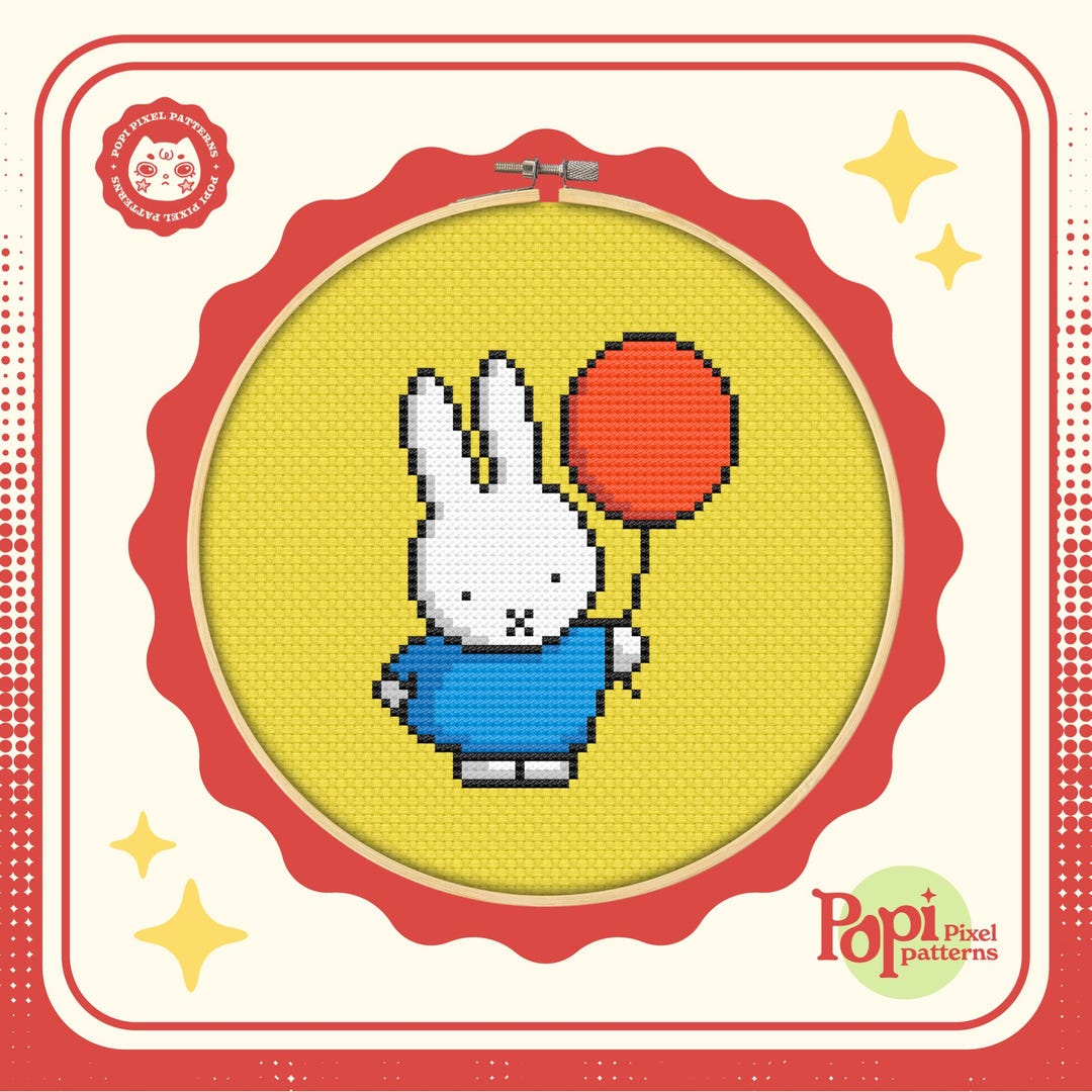 Miffy Balloon Bunny Cross Stitch Pattern | Digital PDF Download - Etsy