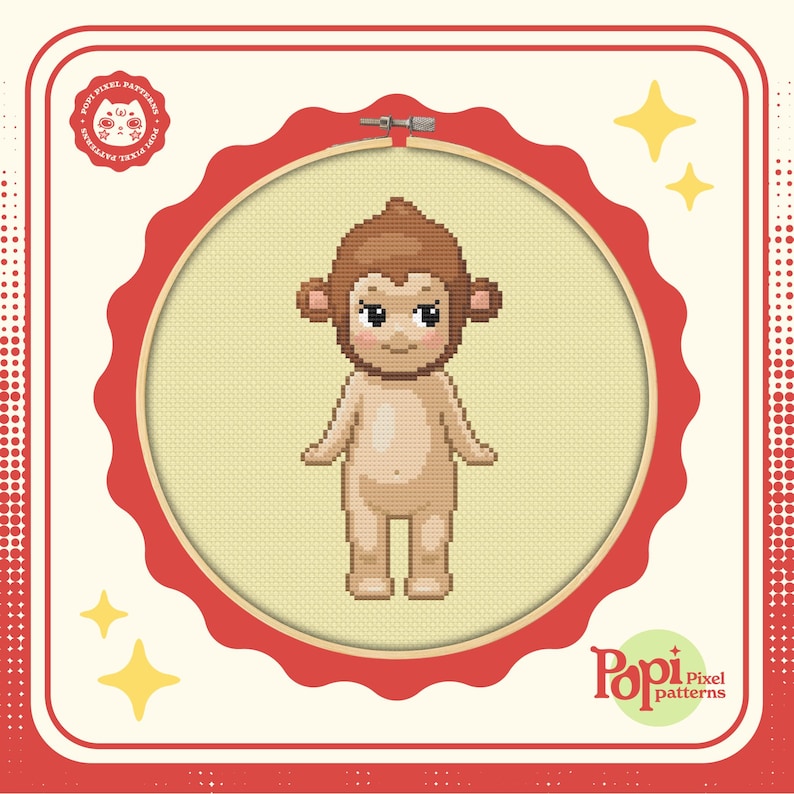 Sonny Angel Monkey Cross Stitch Pattern | Digital PDF Download - Etsy