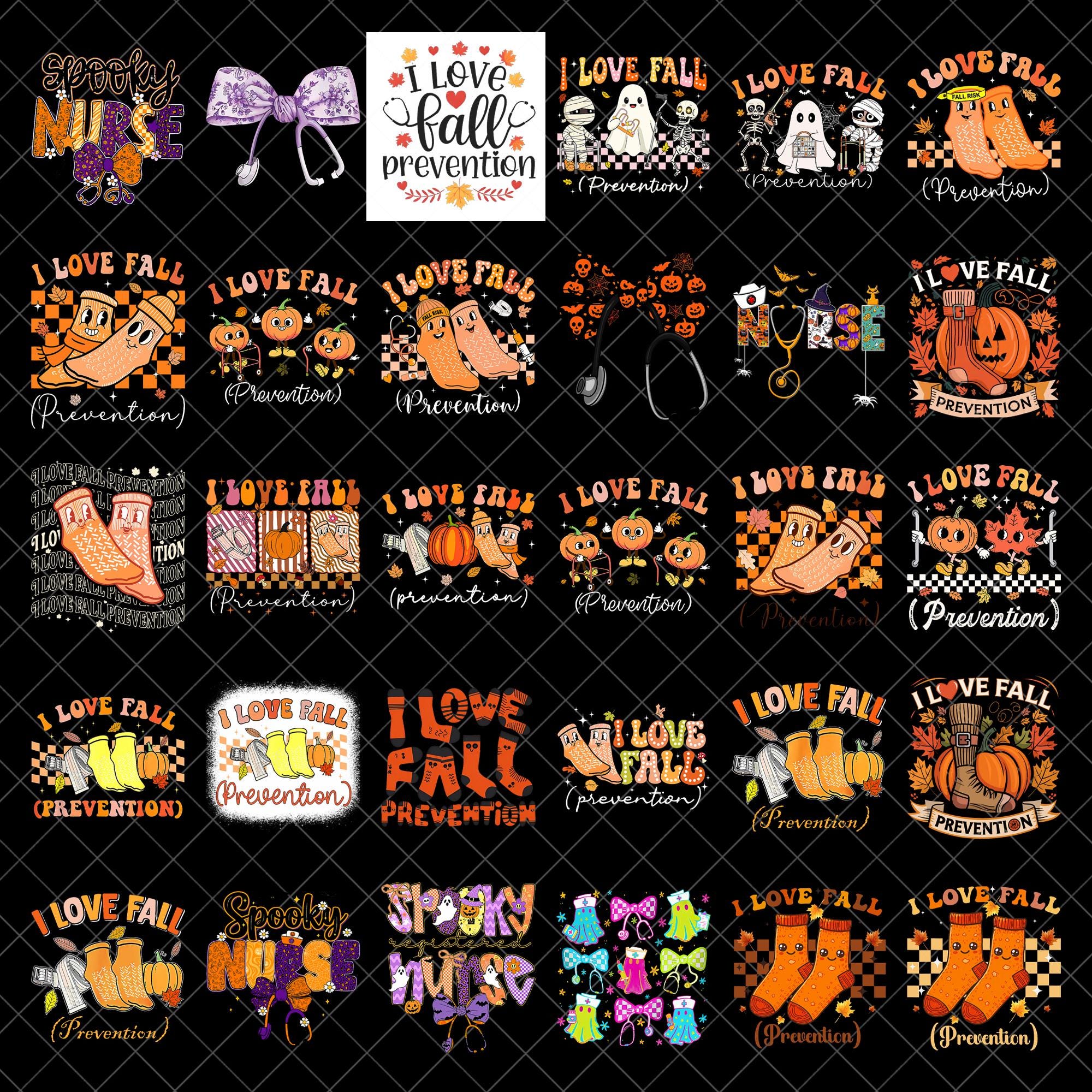 I Love Fall Prevention Autumn Nurse Png Bundle, Cute Fall Floral ...