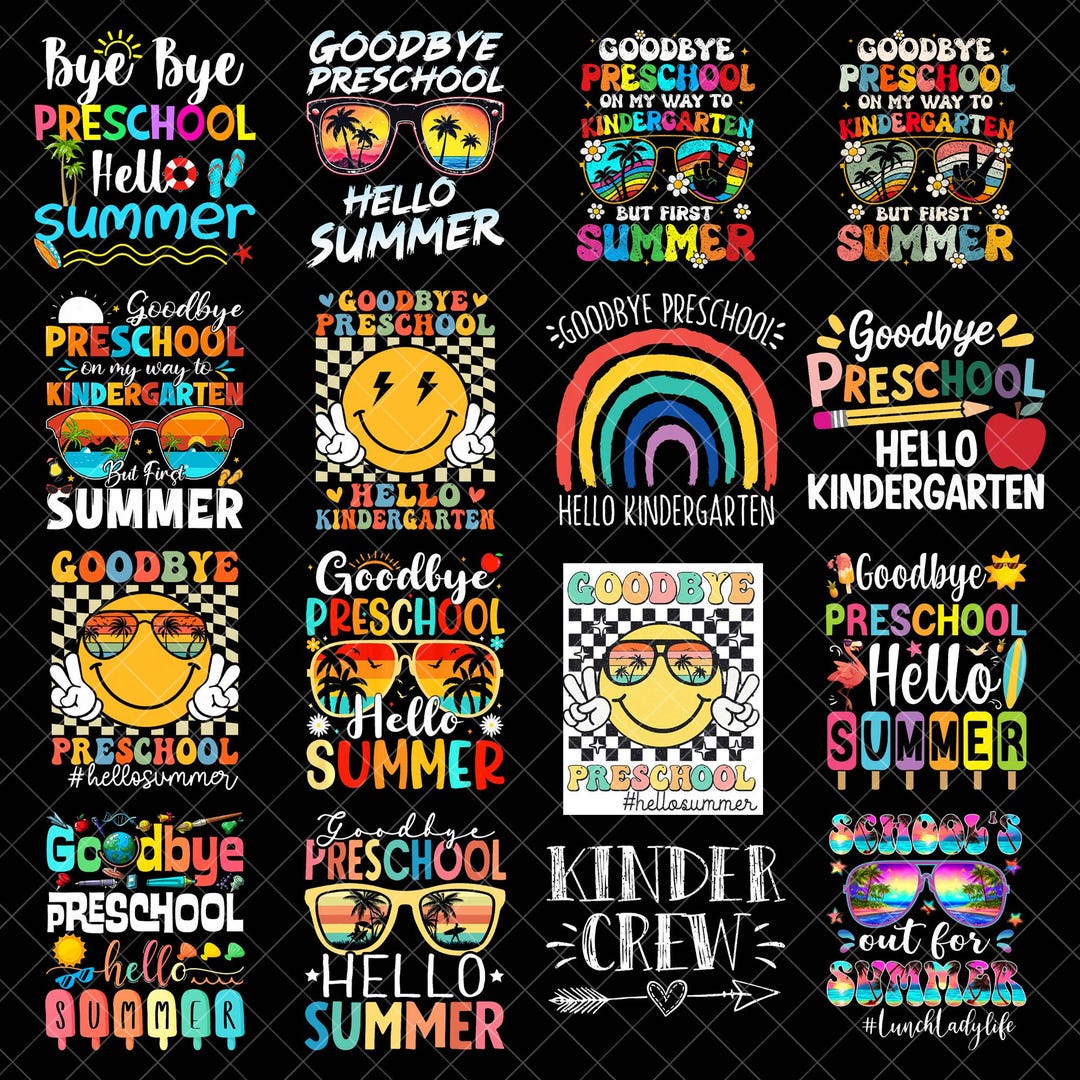 Last Day of Preschool Png Bundle Sign End of School Sign Pre-k Goodbye ...