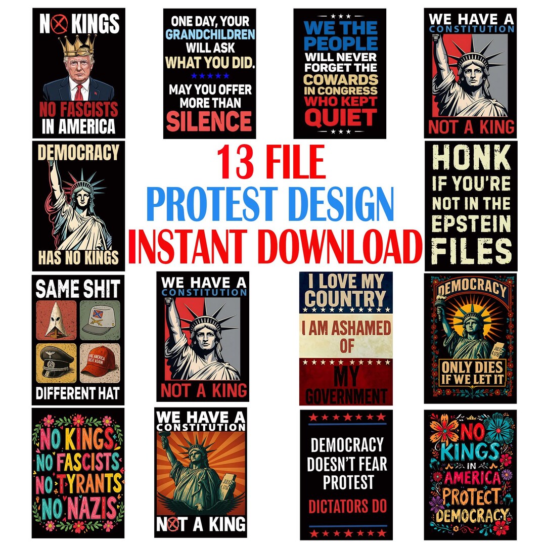 Anti-trump No Kings Protest Poster Pack INSTANT DOWNLOAD | 5 Printable ...