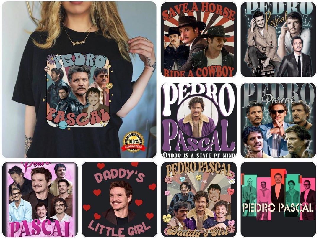 Pedro Pascal Png Bundle, Pedro Pascal Vintage Unisex Png, Actor Homage ...