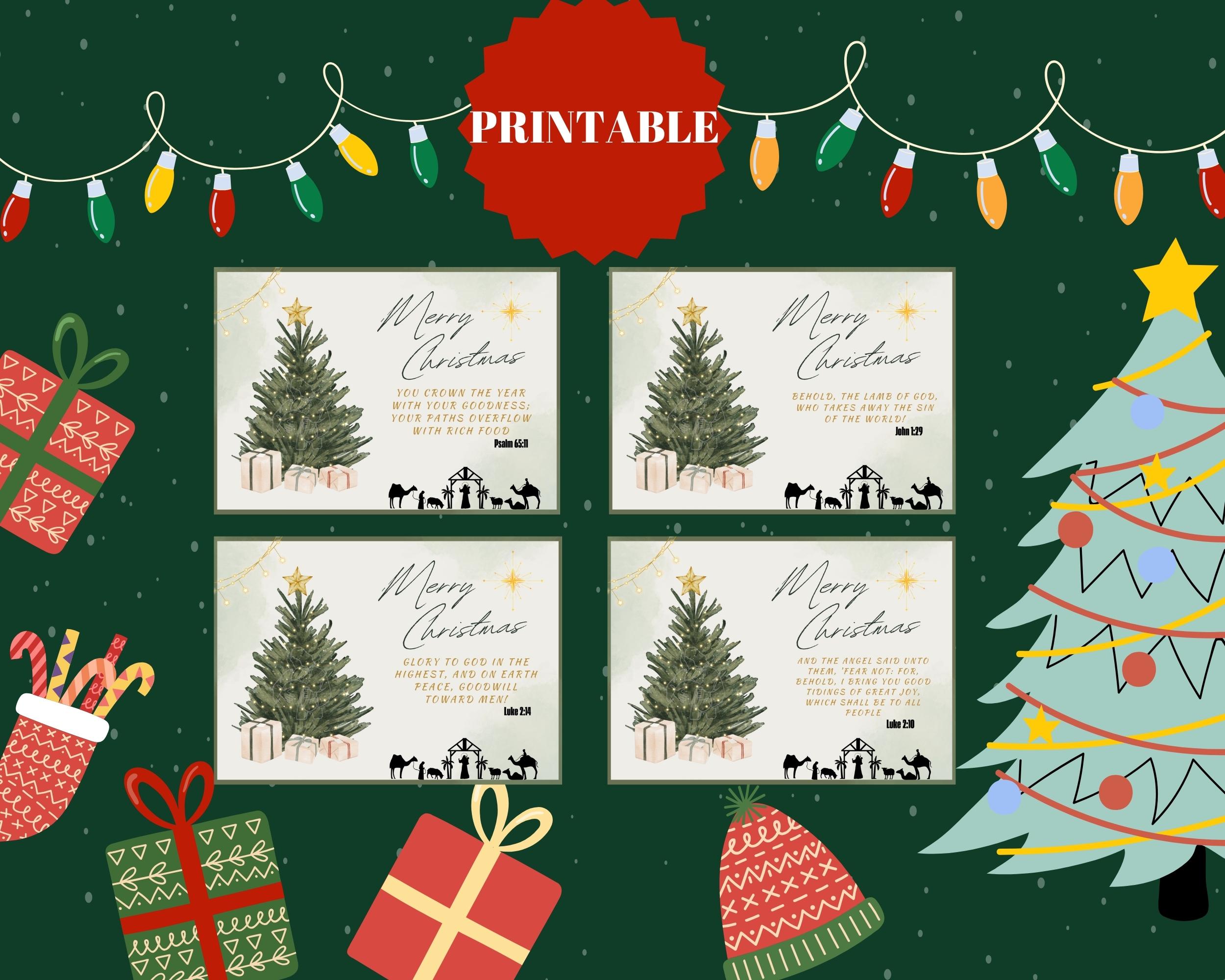 7 Christmas Bible Verse Cards, Inspirational Scripture Cards, Christian ...