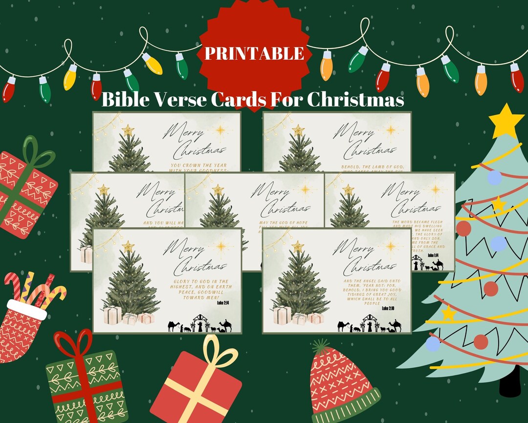 7 Christmas Bible Verse Cards, Inspirational Scripture Cards, Christian ...