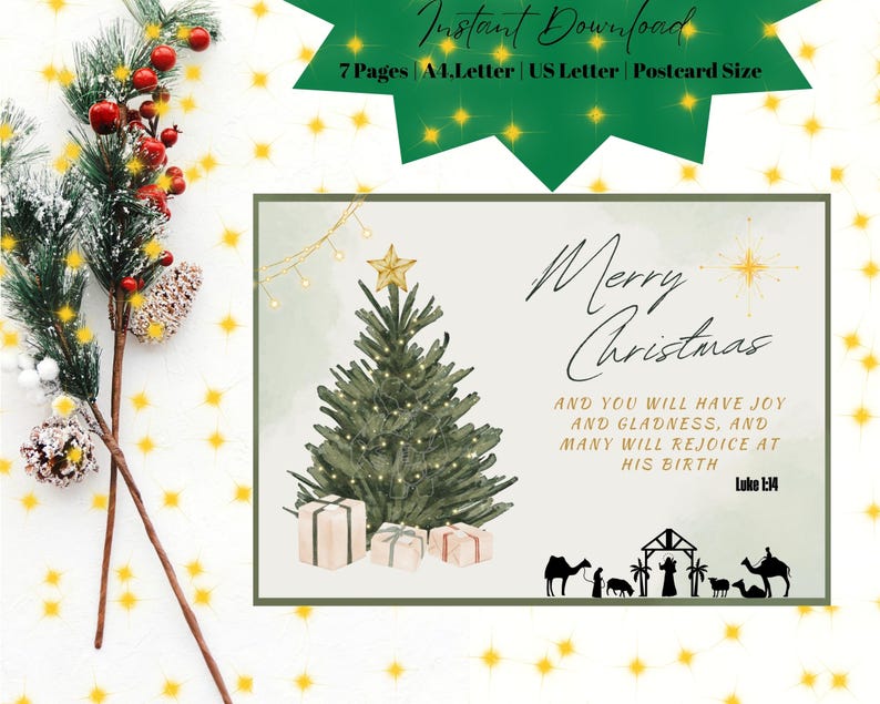7 Christmas Bible Verse Cards, Inspirational Scripture Cards, Christian ...