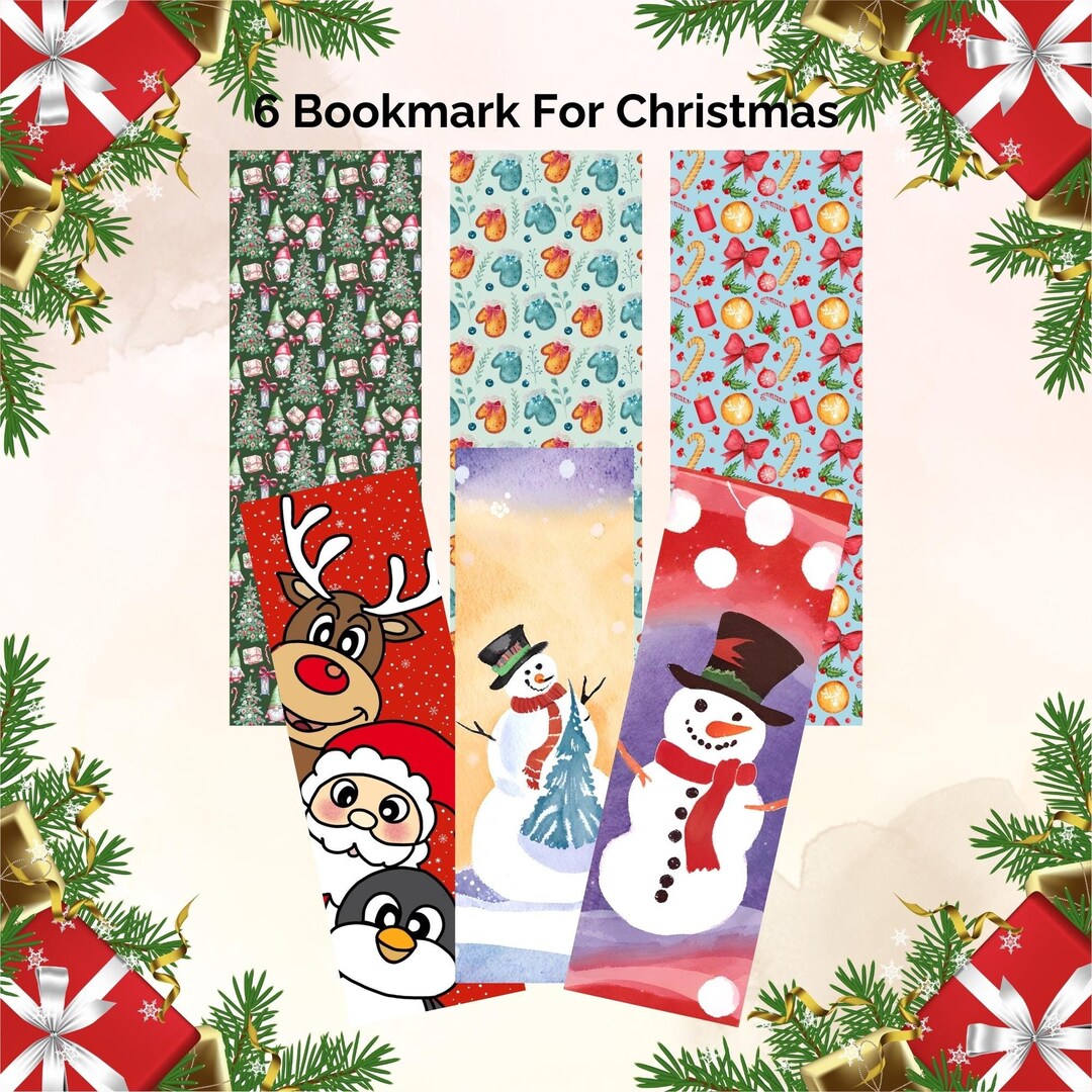 Christmas Bookmarks PRINTABLE | Cute Bookmark Gifts for Book Lovers ...