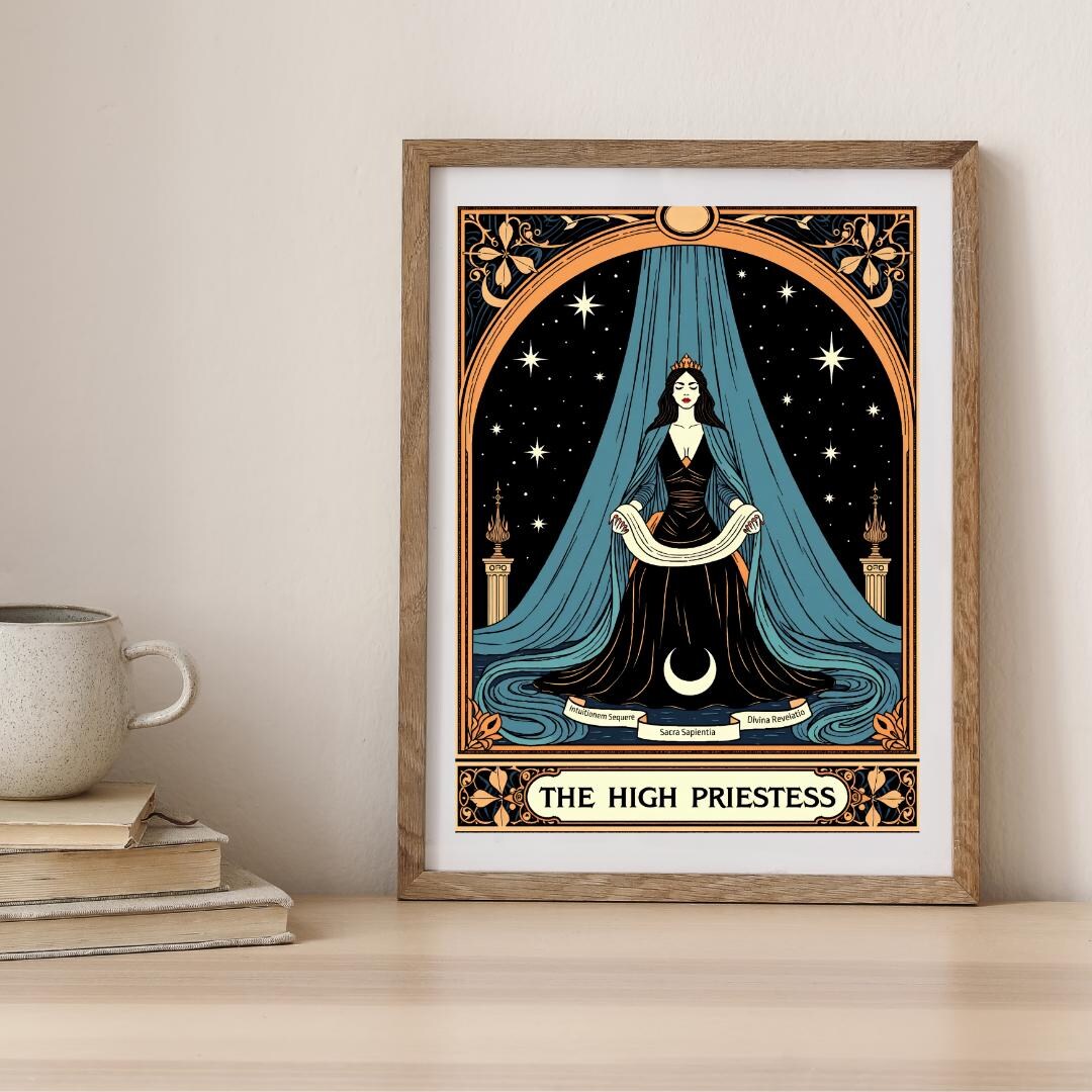 The High Priestess Tarot Card Art Print - Art Deco Divine Wisdom ...