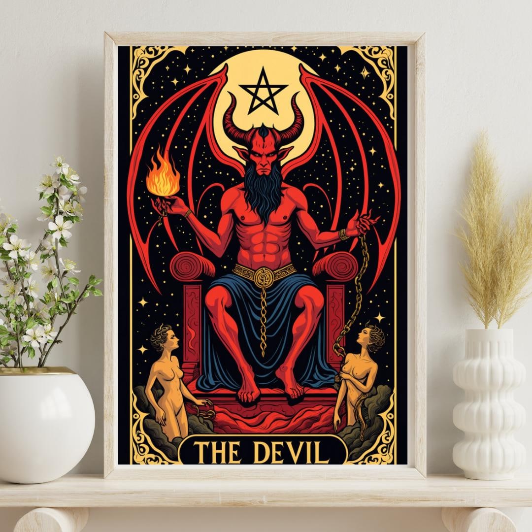 The Devil (red) Tarot Card Art Print - Digital Download (9x14 & 11x14 ...
