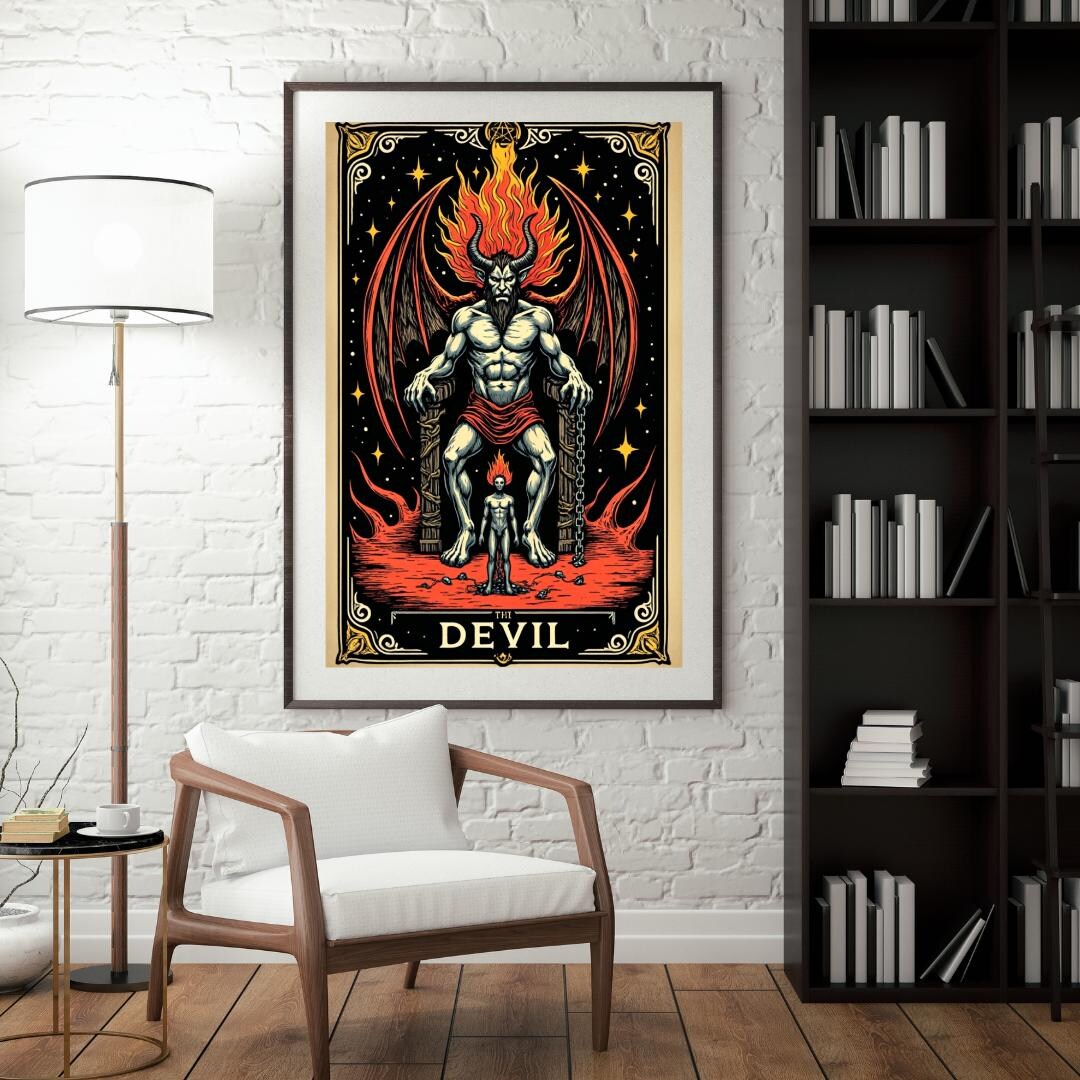 The Devil Tarot Card Art Print - Bold Modern Devil Illustration ...