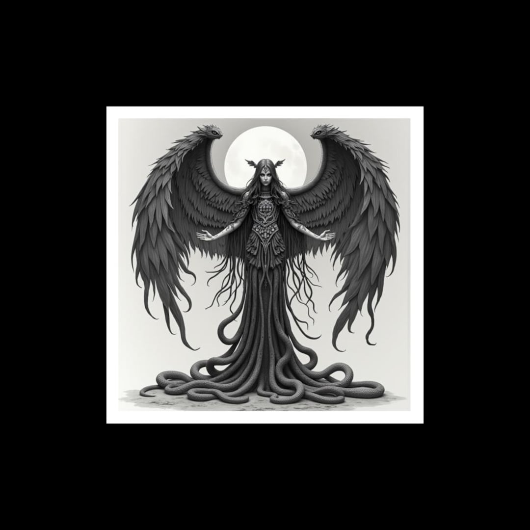 Lilith Fallen Angel Goddess Digital Art - Dark, Mystical Illustration ...